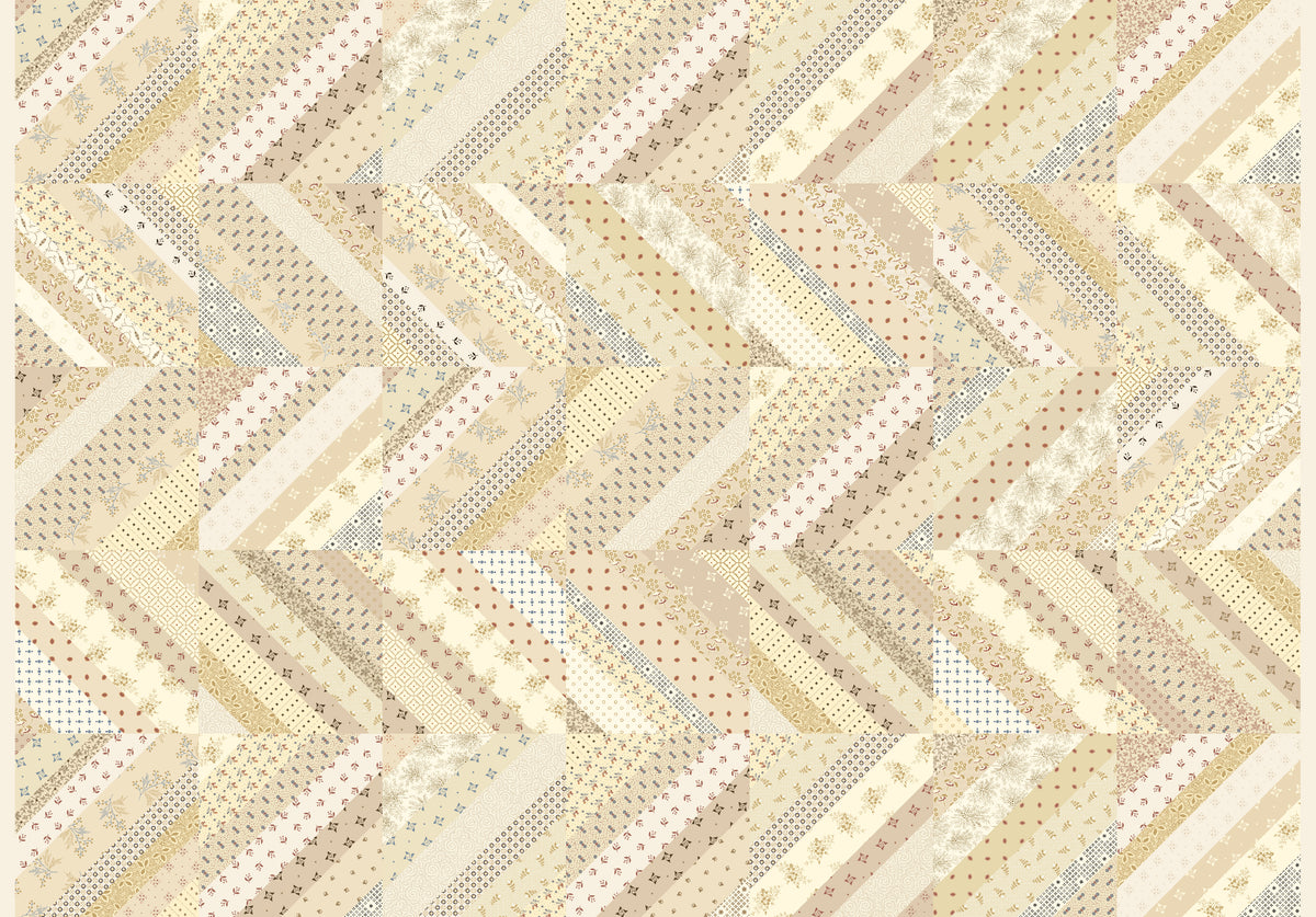 Scrap Happy Neutral String "Cheater" print fabric R380886D-Cream ...